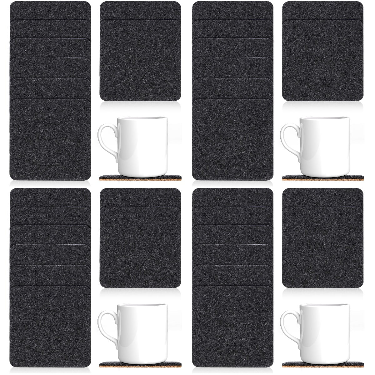Raindrops 32 Pcs Coasters Double-sided Cork and Felt Coasters Square ...