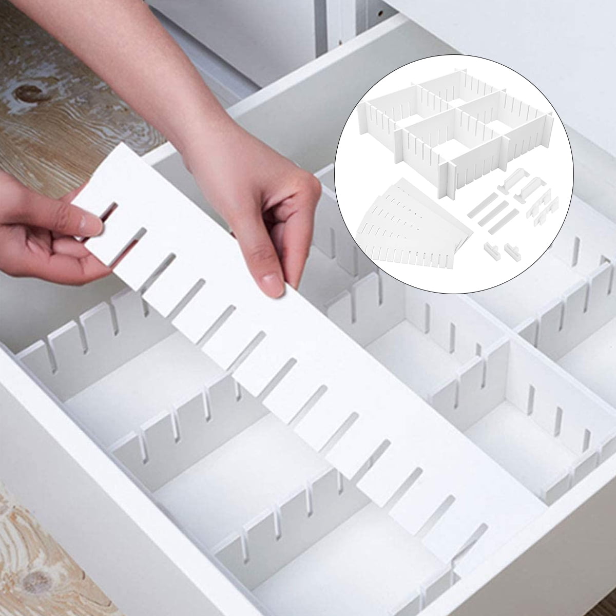 Raindrops 34Pcs White Plastic Drawer Dividers Adjustable Partition for ...