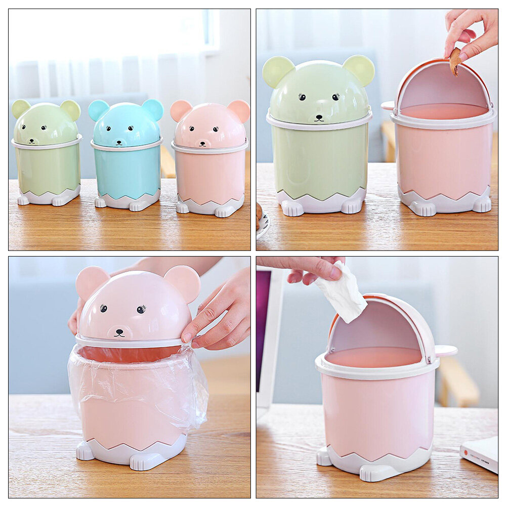 Raindrops 3Pcs Mini Trash Bin Abs Blue Desk Trash Can for Family and ...