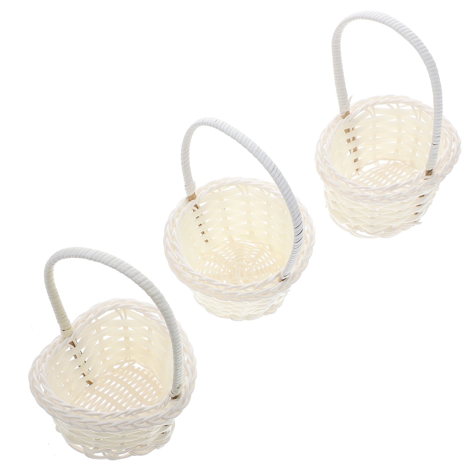 Raindrops 3Pcs Small Flower Rattan Baskets White Plastic Rattan Home ...