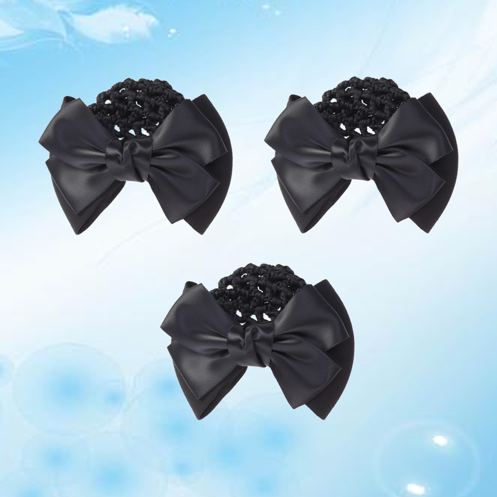 Raindrops 3Set Elegant Black Bow Hair Snood for Women and Girls with ...