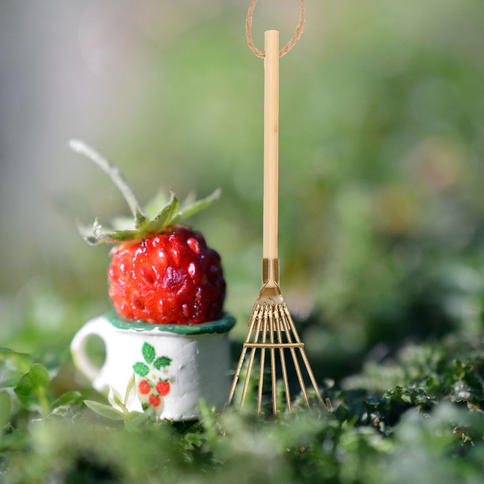 Raindrops 3Set Golden Iron Wood Miniature Rake for Home Decoration and ...