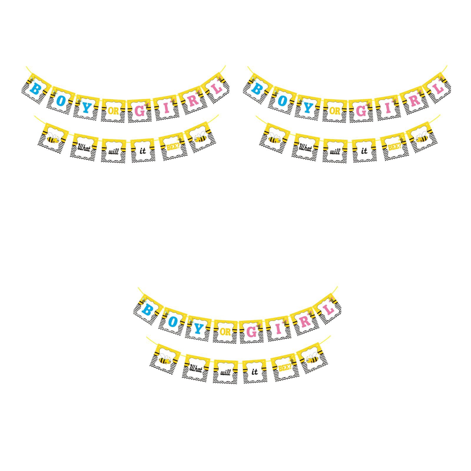 Raindrops 3pcs 12x12cm Yellow Baby Gender Disclosure Banners Set What ...