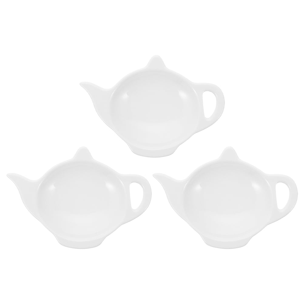 Raindrops 3pcs Ceramic Teapot Shaped Tea Bag Dish Tea Bag Holder Cute ...