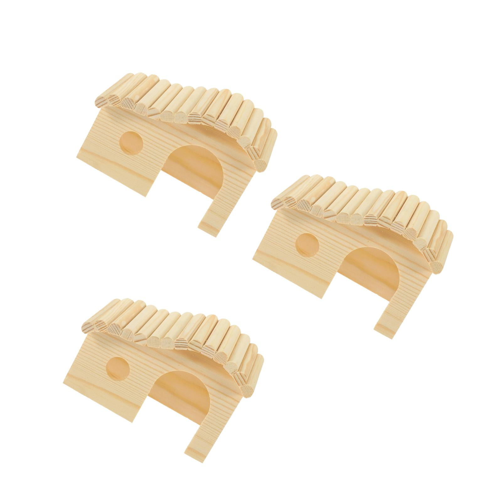 Raindrops 3pcs Dwarf Hamster House DIY Wood Hut Hideout Cage for Small ...