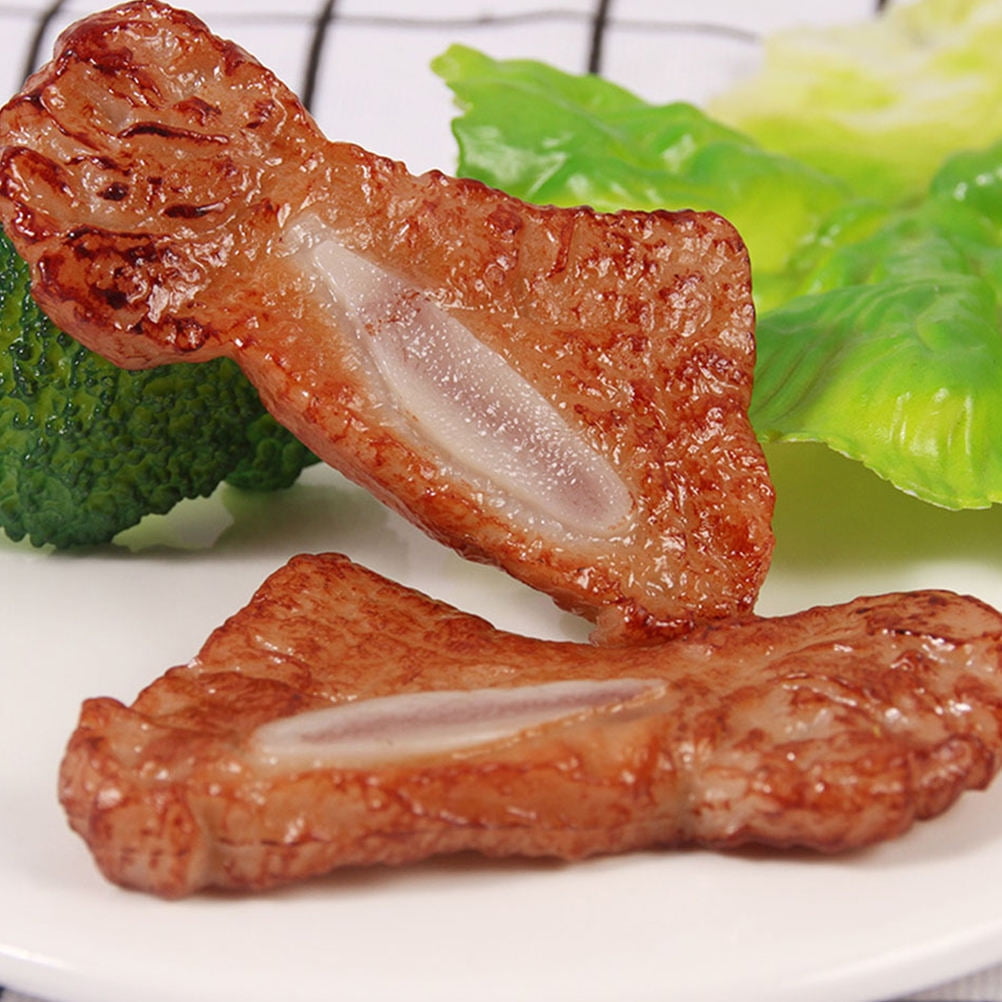Raindrops 3pcs Fake Meat Ribs Artificial Rib Food Models Beef Rib Props ...