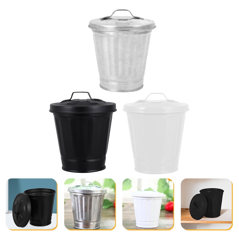 Raindrops 3pcs Galvanized Iron Table Waste Bin Storage General Users ...