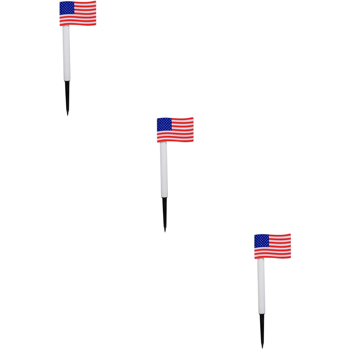 Raindrops 3pcs Garden Solar Power Lawn Light American Flag LED Light ...