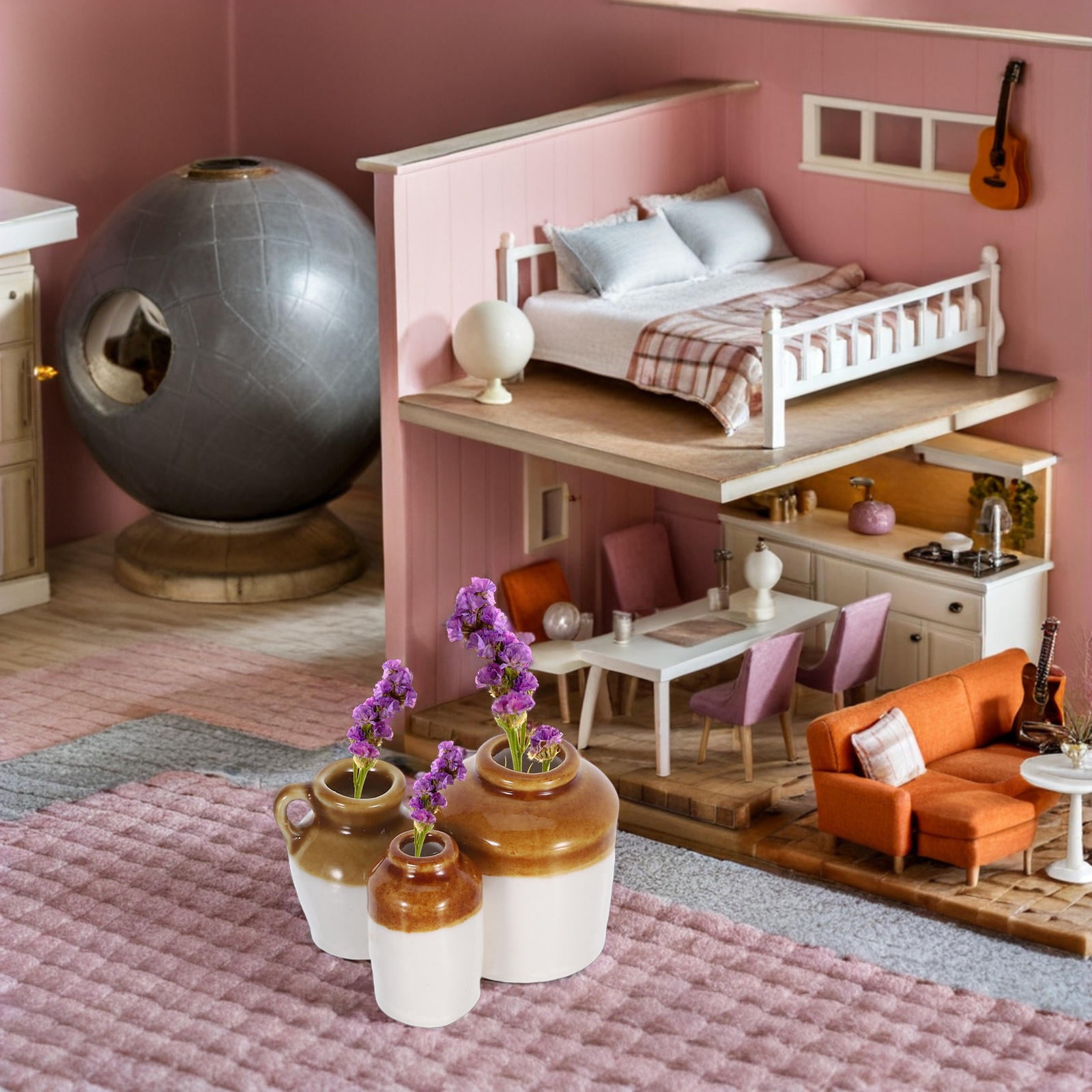 Raindrops 3pcs Mini Ceramic Flower Pot Set Vintage Style Tiny Planters ...