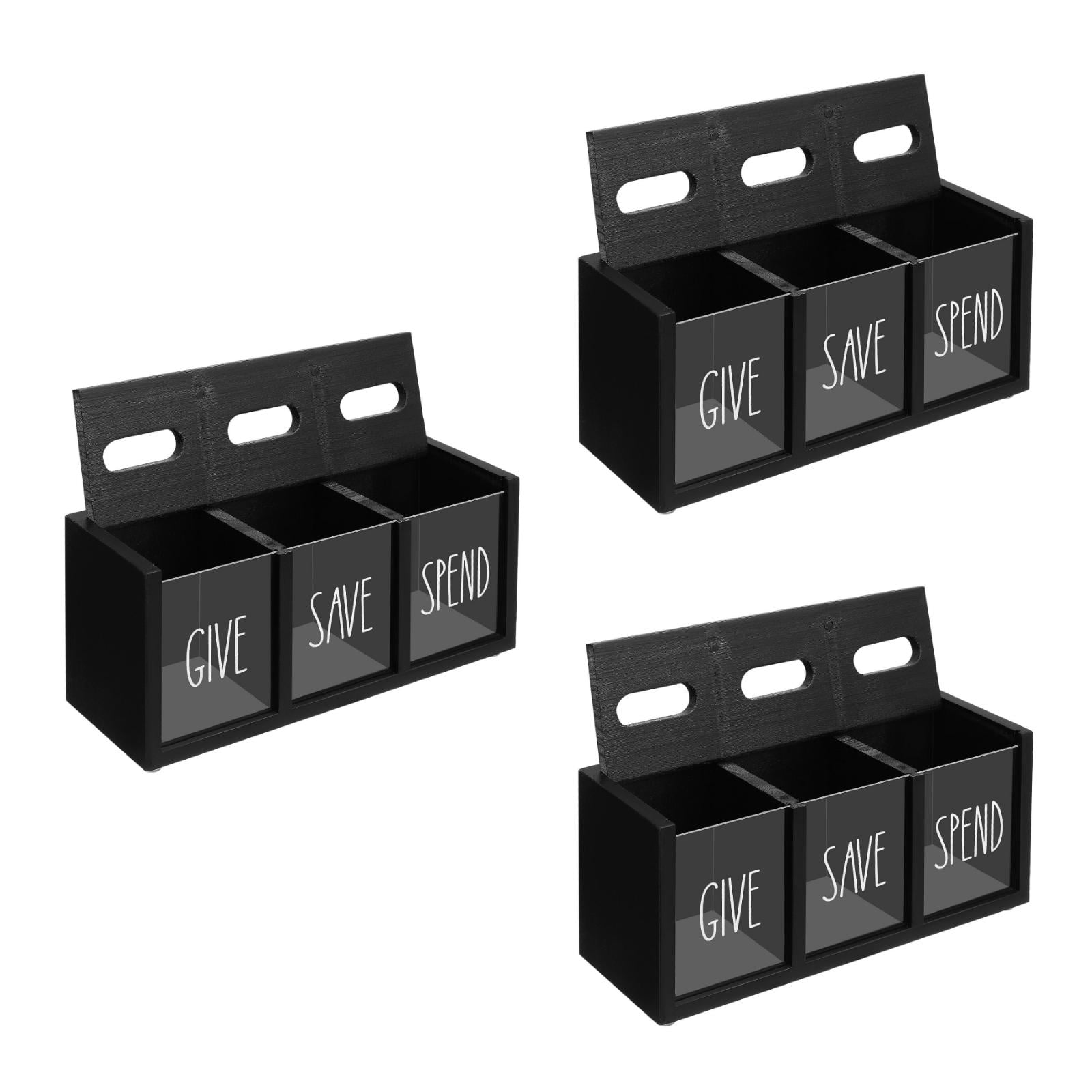 Raindrops 3pcs Money Safe Bank Wooden Money Saving Box Cash Box Divided ...