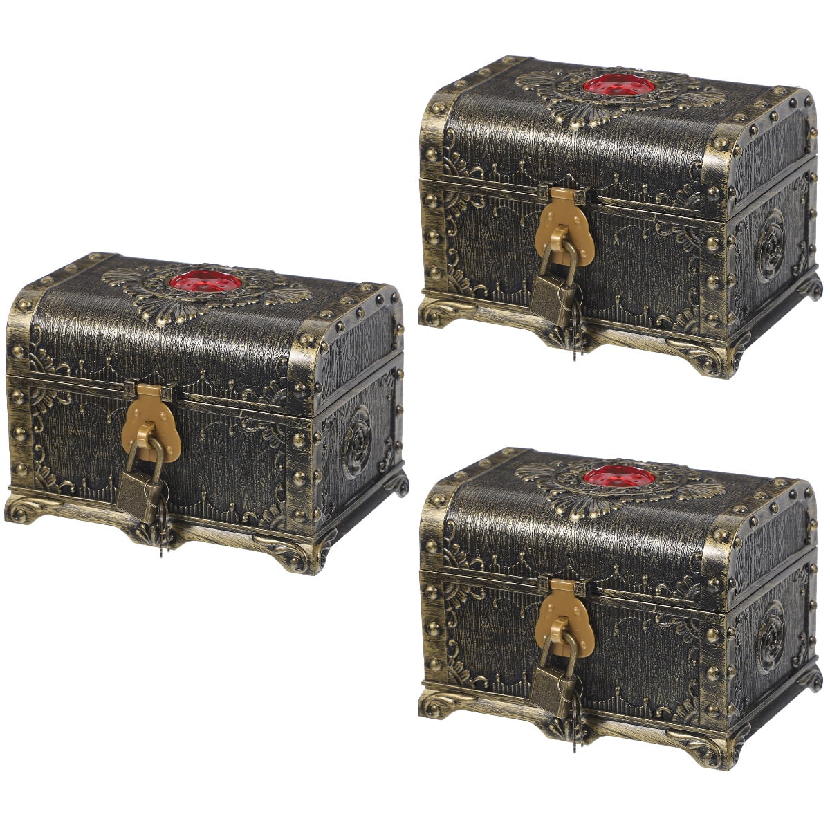 Raindrops 3pcs Plastic Vintage Treasure Chest Coin Box Treasure Chest ...