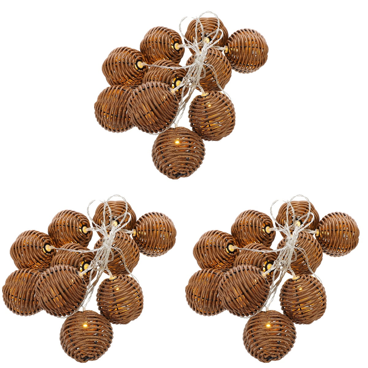 Raindrops 3pcs Rattan String Light LED Pre- lit Globe Wicker Fairy ...