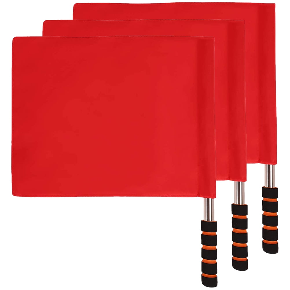Raindrops 3pcs Referee Flag Stainless Steel Flag Red Signal Flag Safety ...