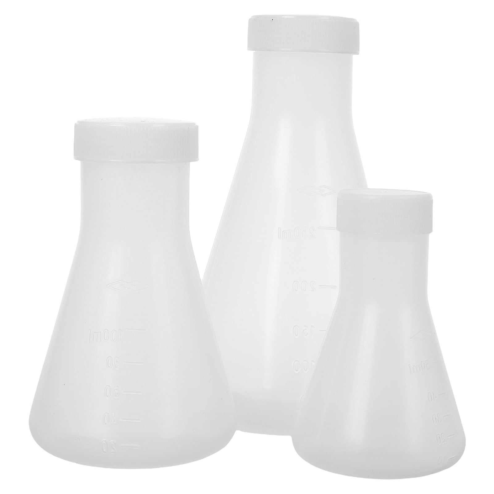 Raindrops 3pcs White Plastic Conical Flask with Scale 50mL+100mL+250ml ...