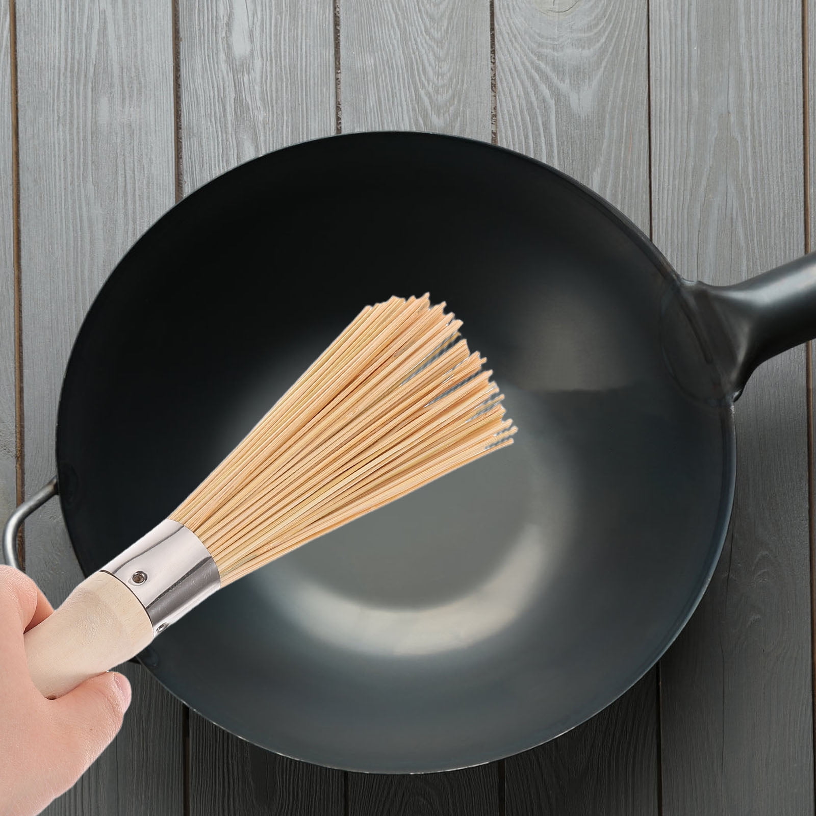 Raindrops 3pcs Wok Cleaning Brush Set Wooden Kitchen Scrubbers for Pots ...