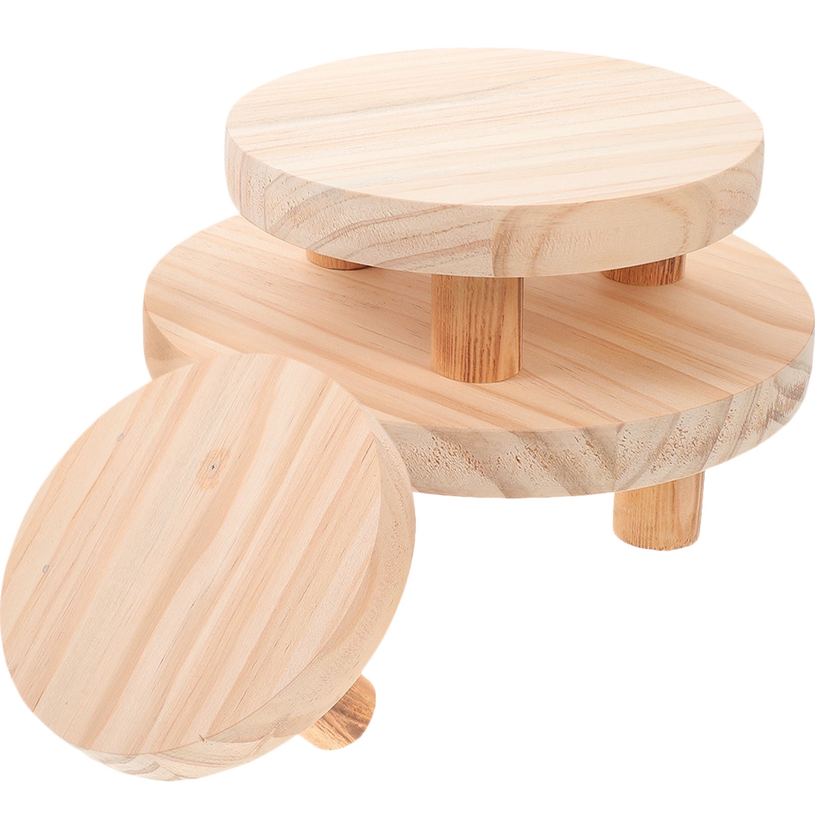 Raindrops 3pcs Wooden Plant Stand Wooden Potted Plant Riser Household ...