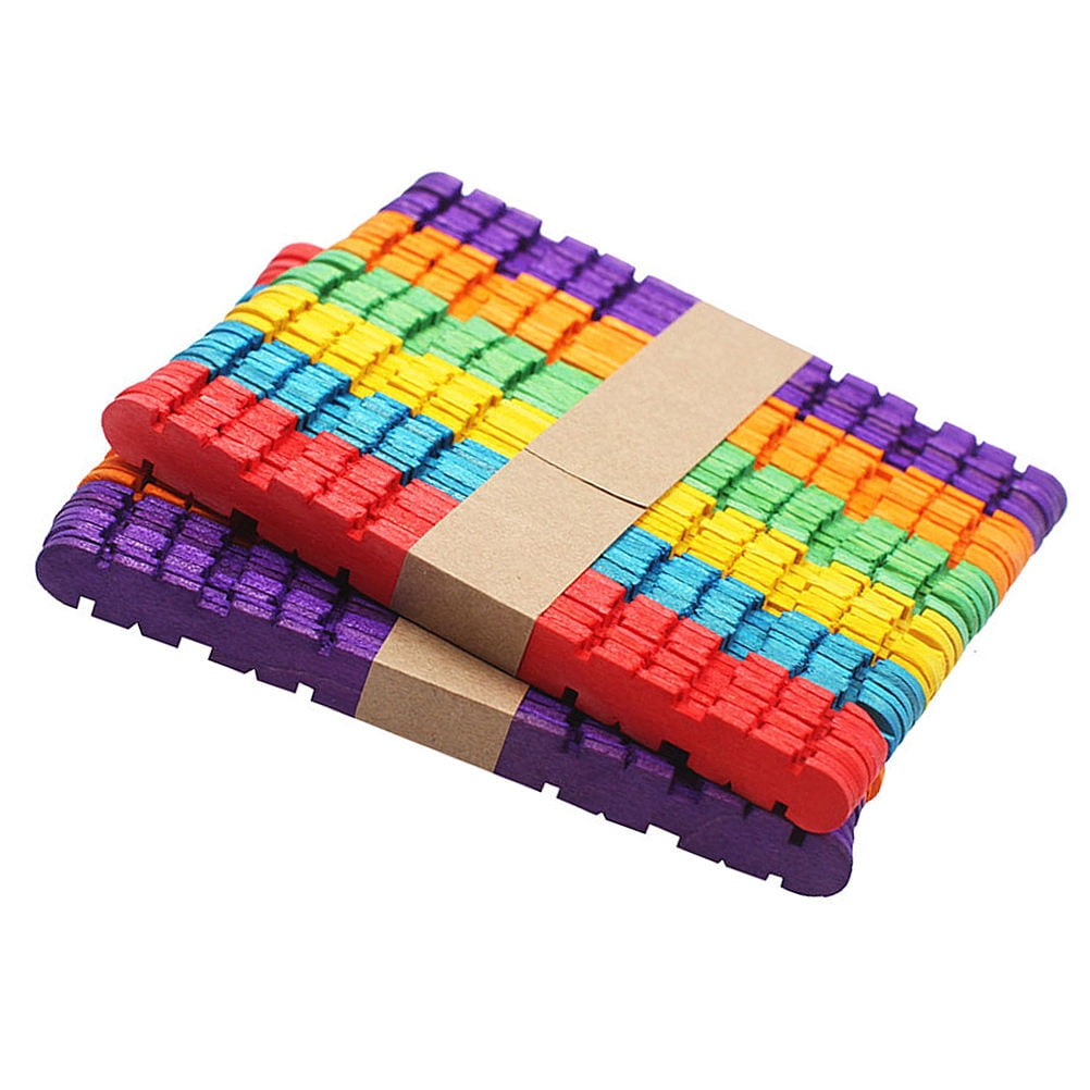 Raindrops 50pcs Colorful Natural Wood Craft Sticks 114mm for Kids ...