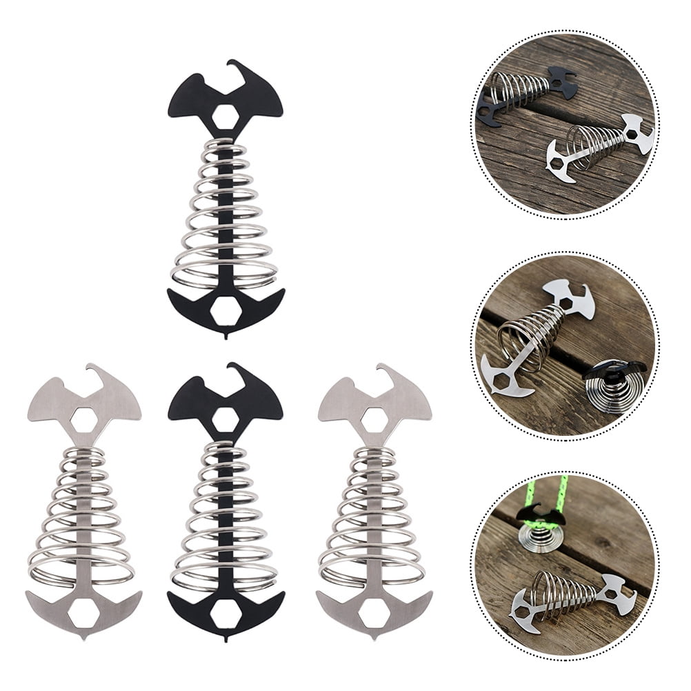 Raindrops 4 PCS Fish Bone Ground Nail Spring Hook Stakes Tent Pegs ...