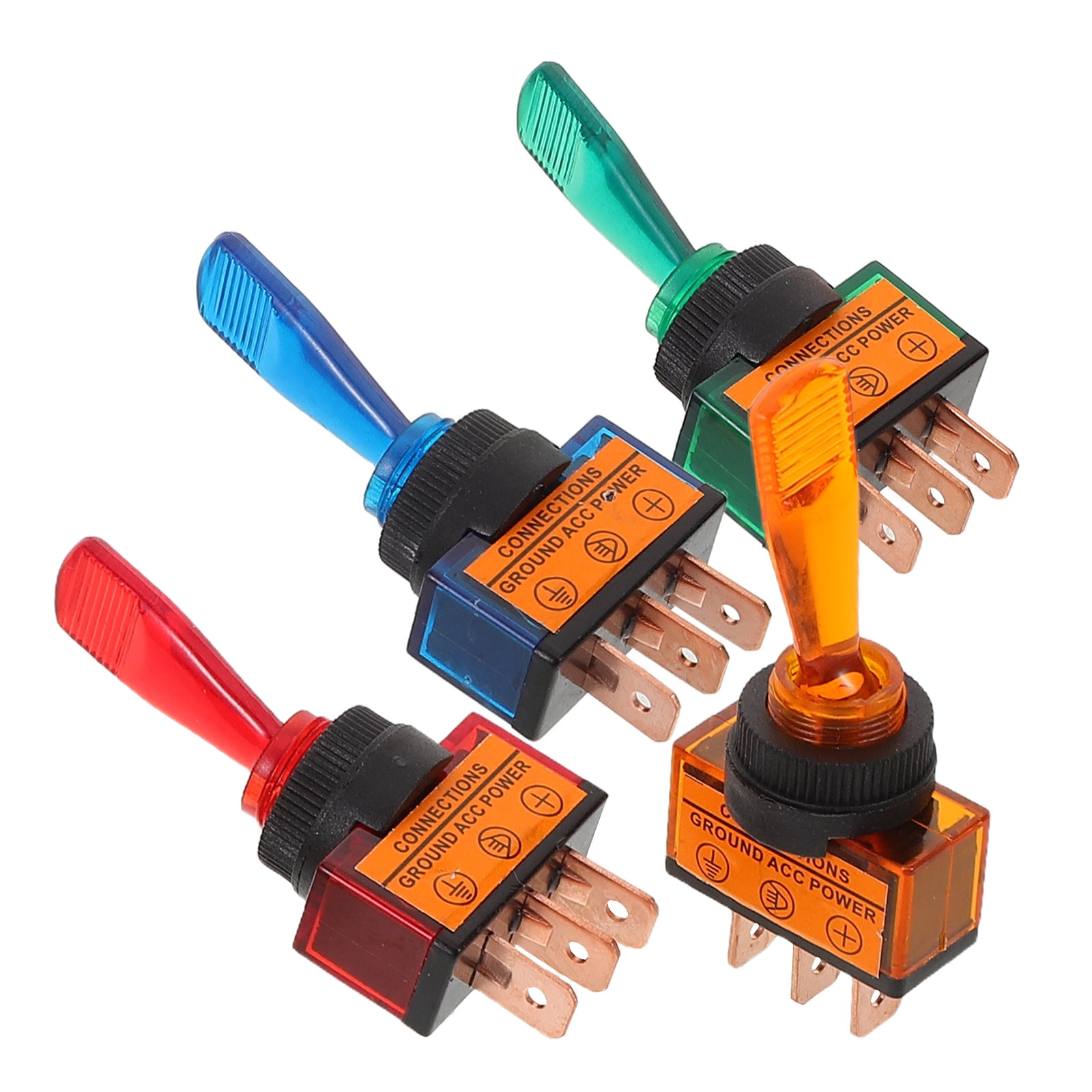 Raindrops 4Pcs LED Lighted Toggle Switch Assorted Colors for Car Marine ...