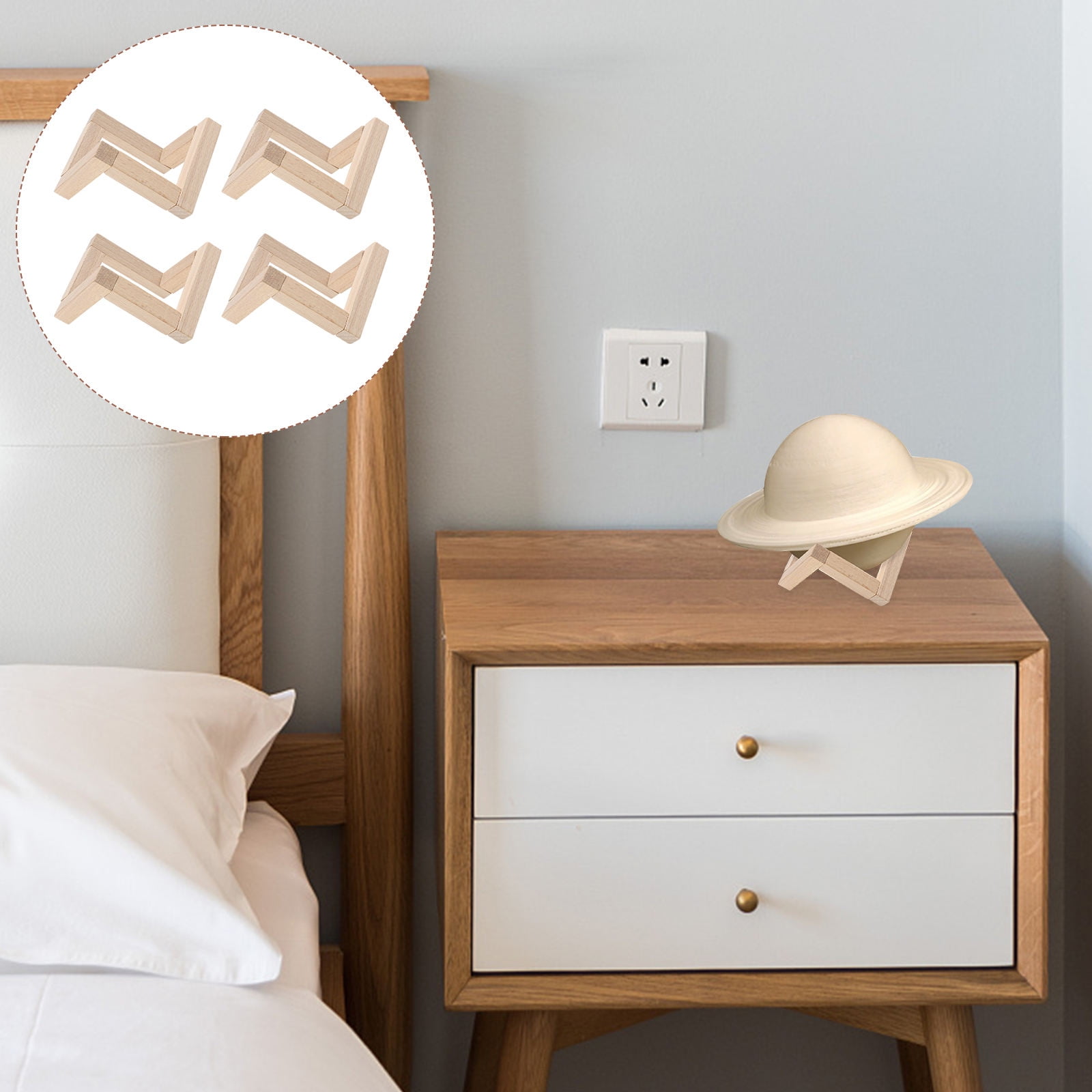 Raindrops 4 Pcs Creative Solid Wood Lamp Holder Stable Base - Walmart.com