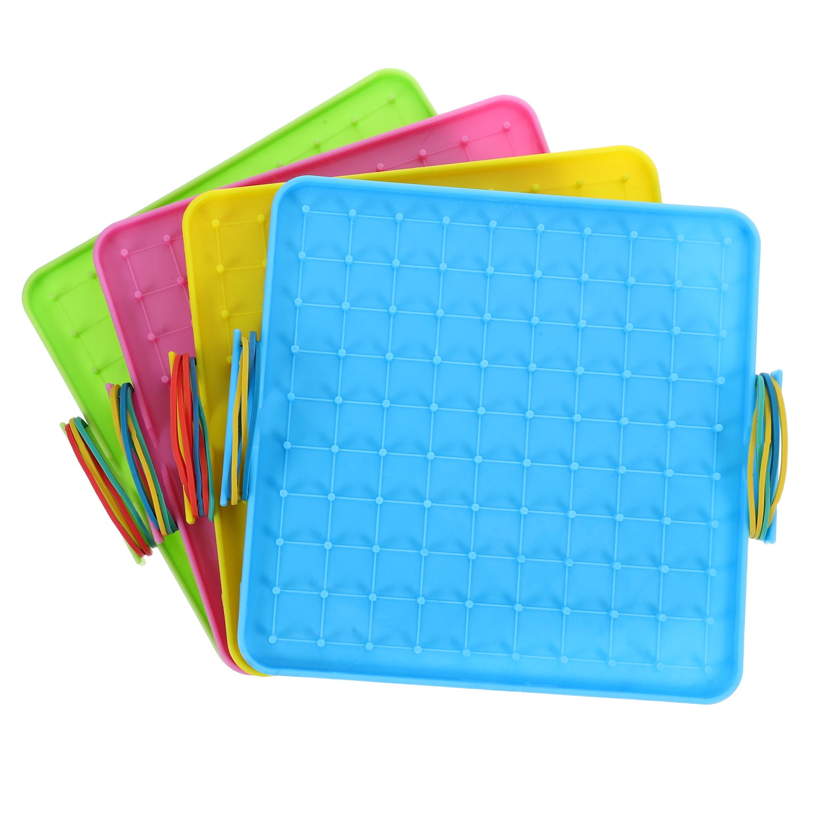 Raindrops 4 Pcs Double-Sided Geoboard With Rubber Bands Mathematical Manipulative Material Array ...