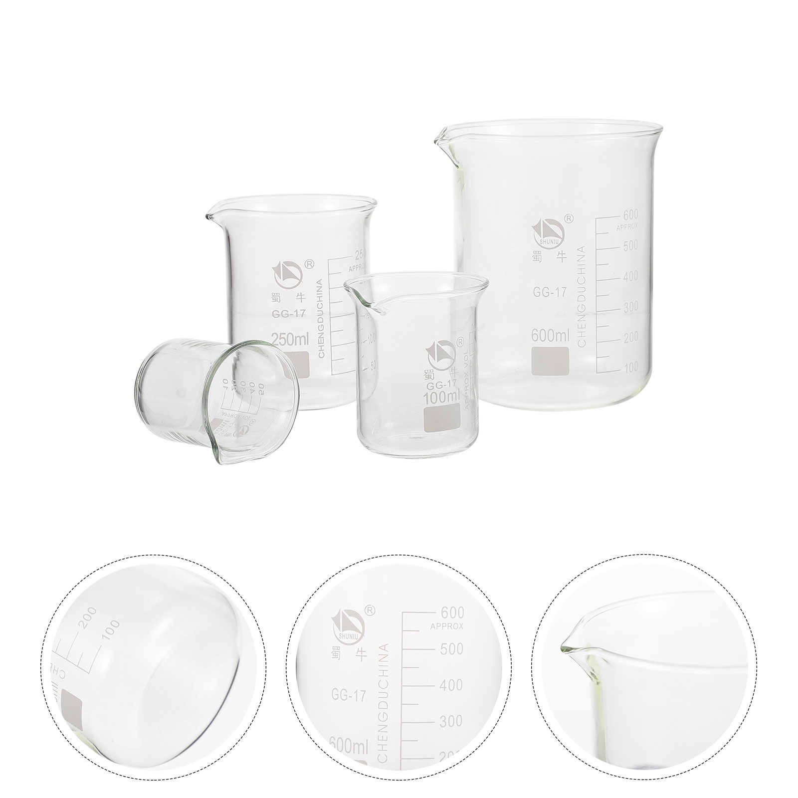 Raindrops 4 Pcs Laboratory Beaker Measuring Cup Measurements ...