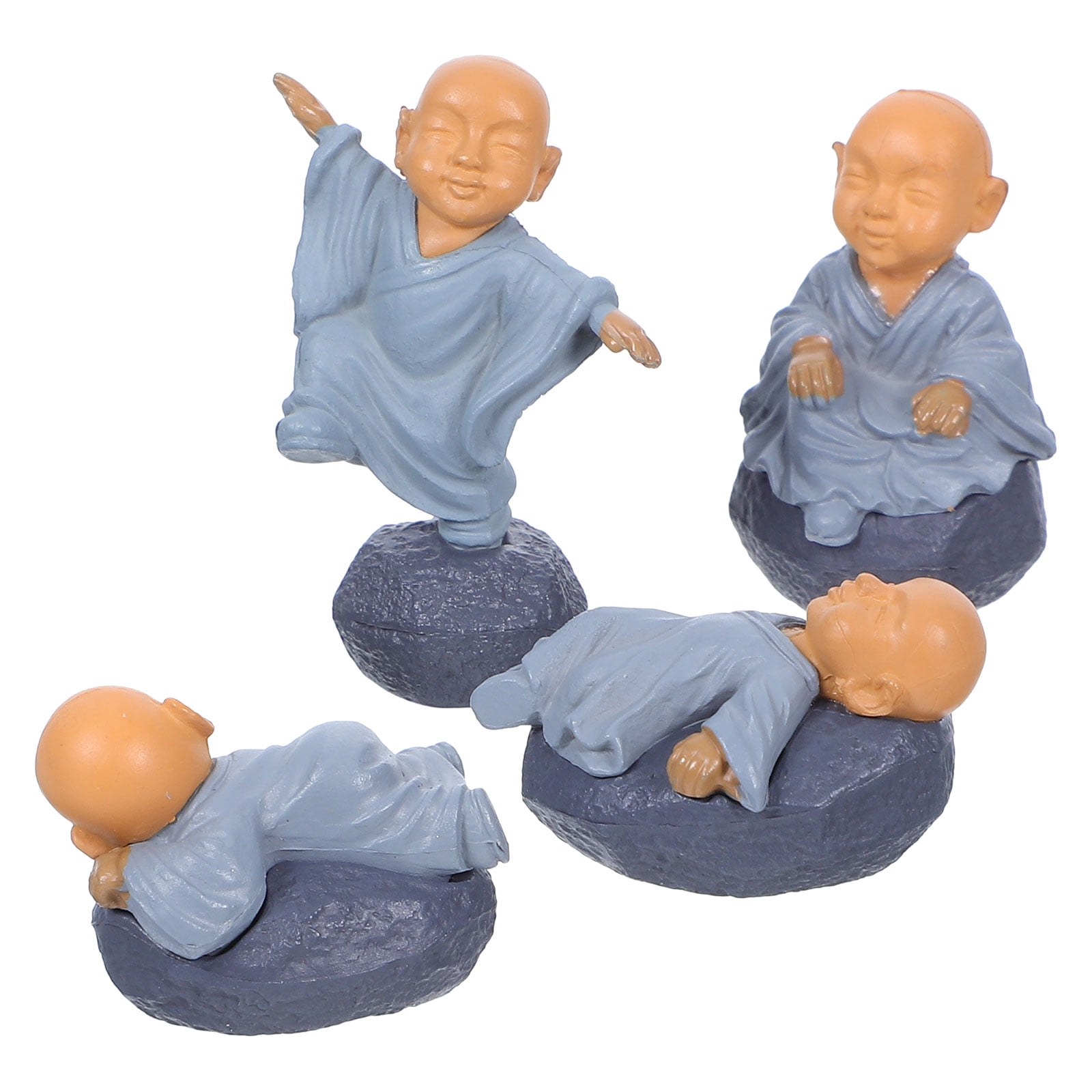 Raindrops 4 Pcs Mini Resin Potted Plants Figurines Delicate Trophy for ...