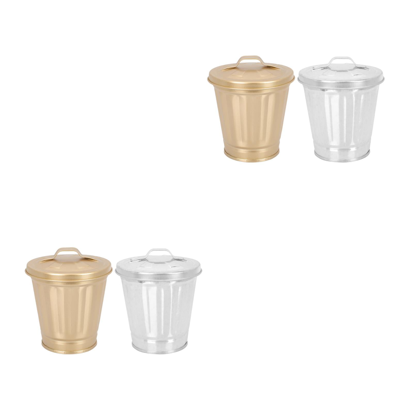 Raindrops 4 Pcs Mini Trash Can Miniature Trash Can Iron Art Mini Tiny ...