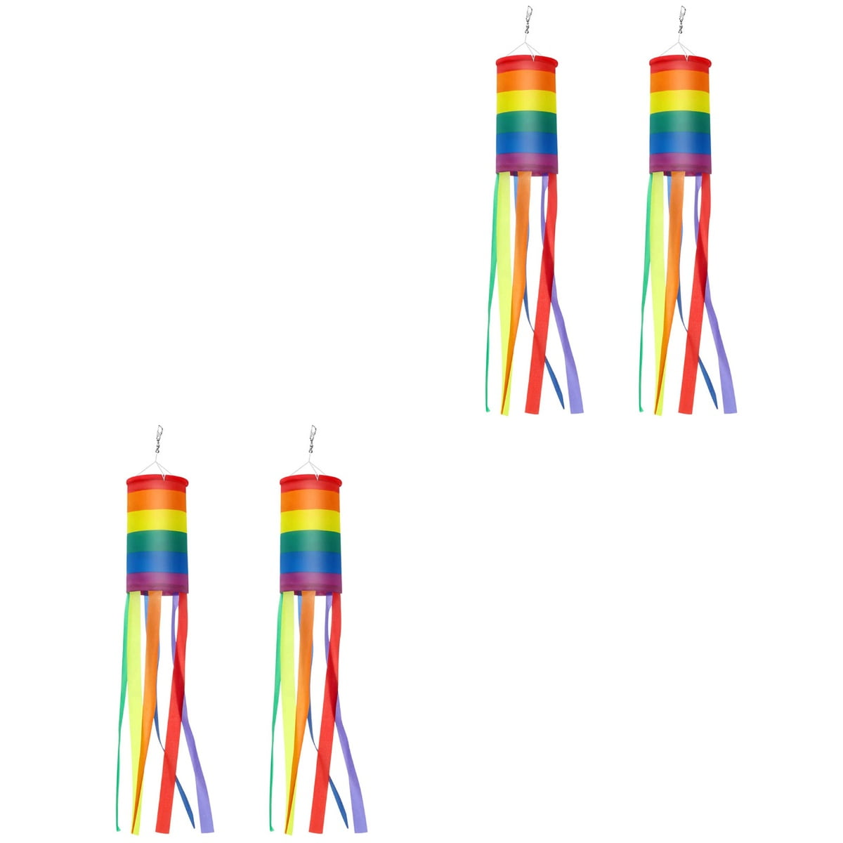 Raindrops 4 Pcs Rainbow Column Windsocks Flag Outdoor Hanging Colorful ...