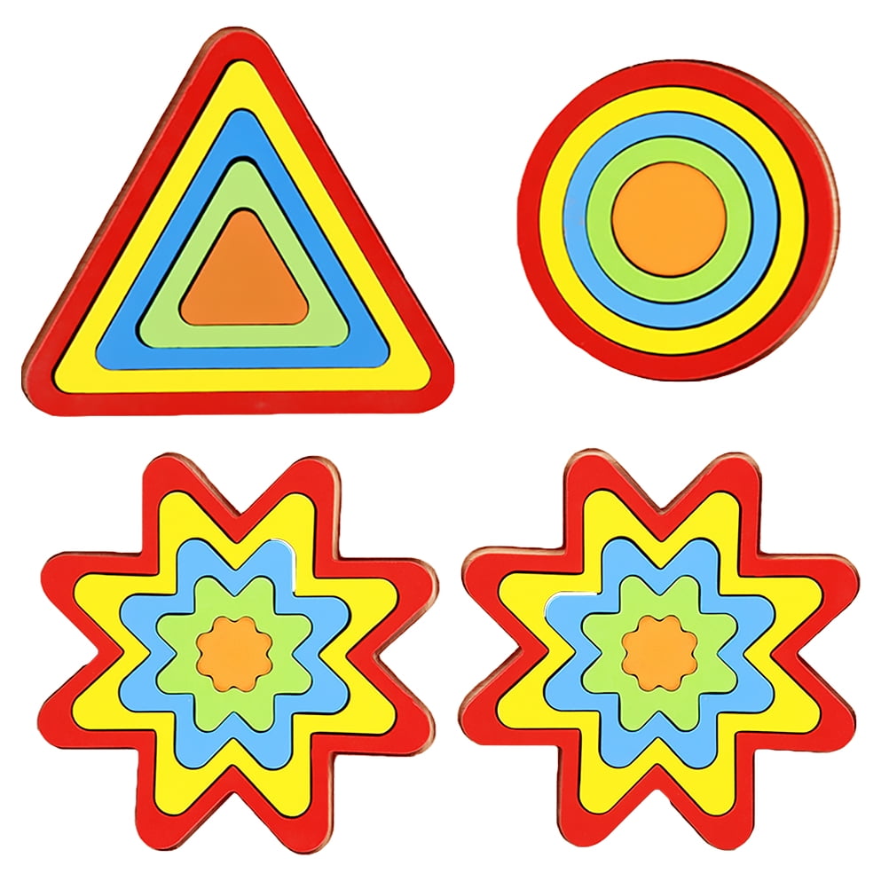Raindrops 4 Pcs Rainbow Geometric Shapes Cognitive Grasping Board Kids ...