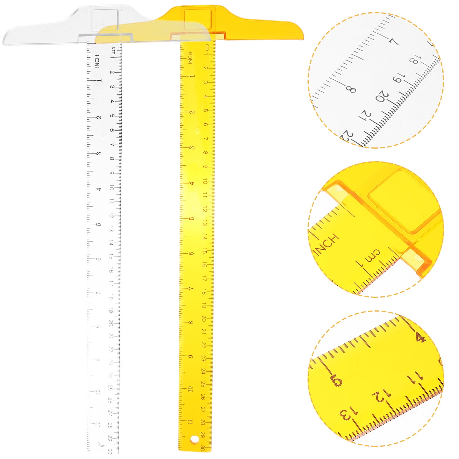 Raindrops 4 Pcs T Shape Rulers Double Scale Ruler Plastic Measuring Ruler Measuring Tool ...