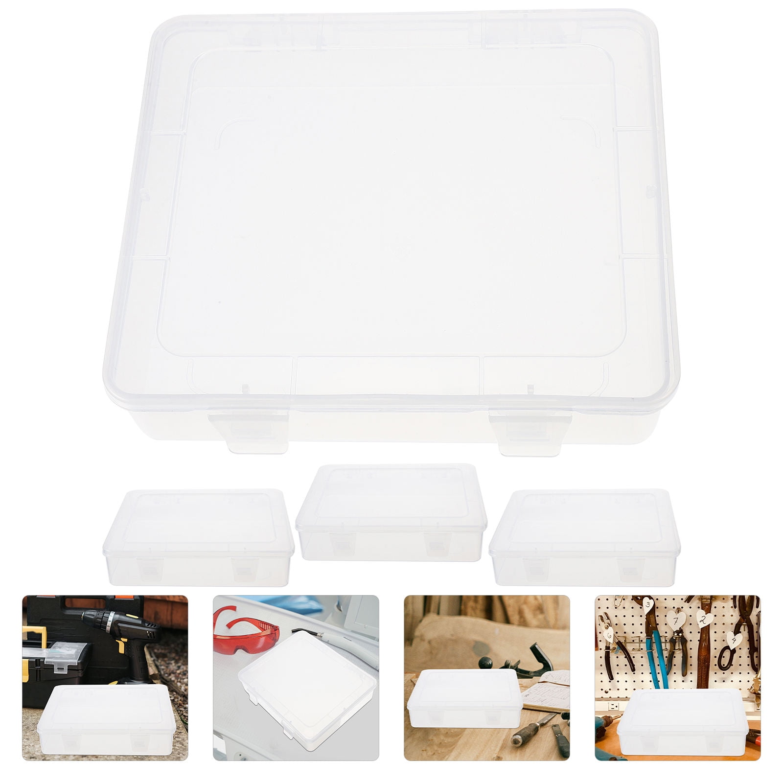Raindrops 4 Pcs Transparent Storage Box Small Container Organizer Bins ...