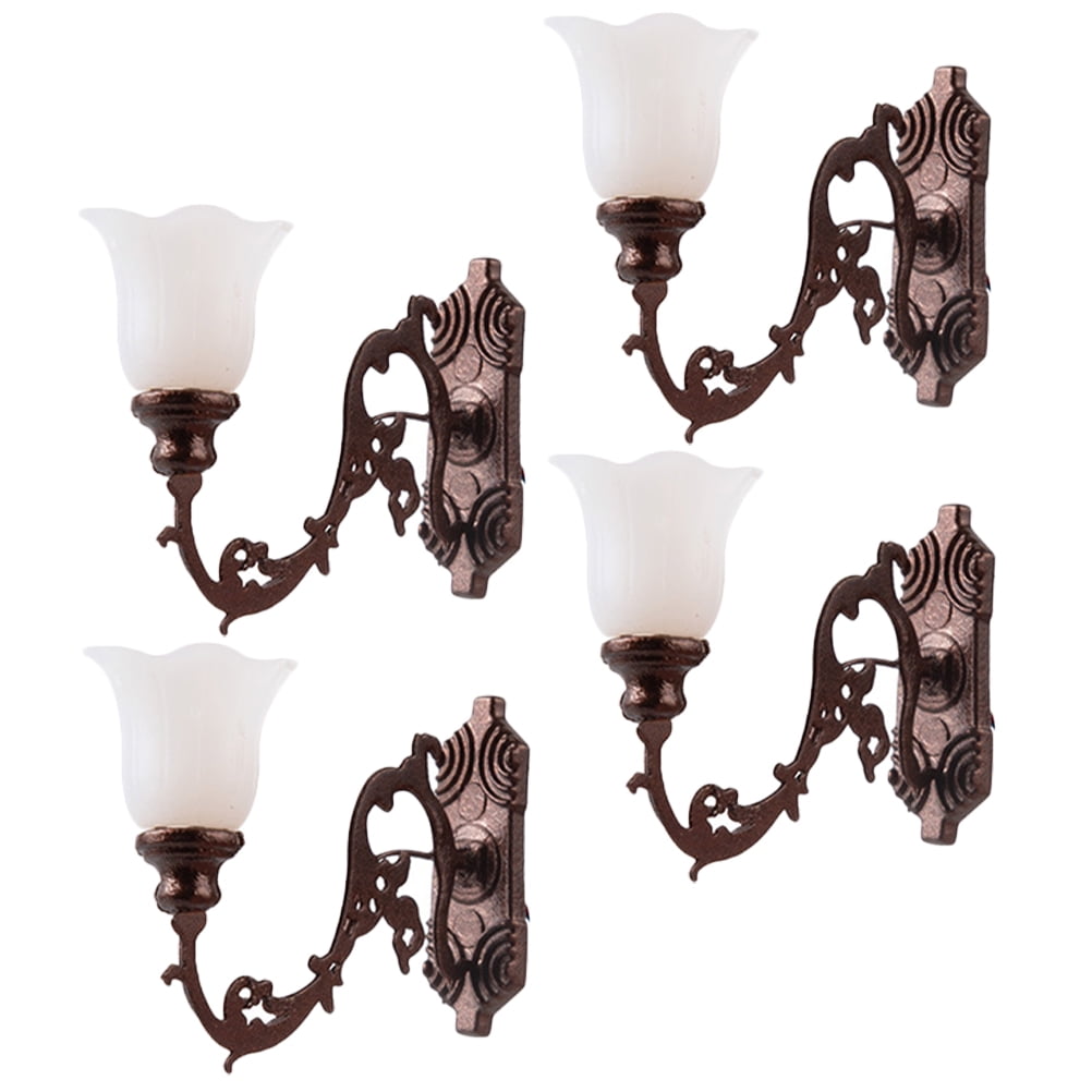 Raindrops 4 Pcs Wall Lamp Model DIY Sand Table Decor Dollhouse Sconce ...