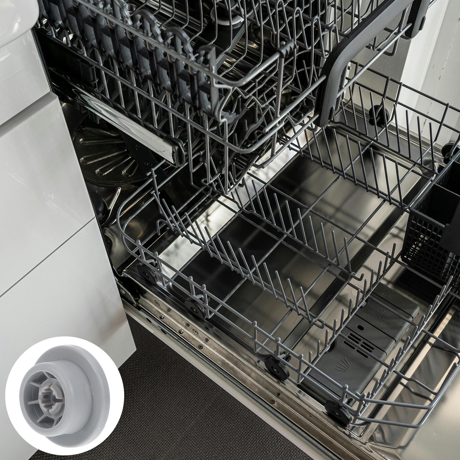 Raindrops 4 Pcs Wheels for Appliances Dishwasher Rack Replacement Grey ...