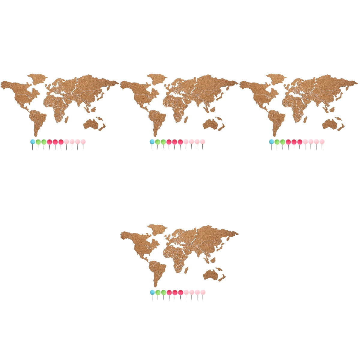 Raindrops 4 Sets Rustic Cork Board World Map Wooden Home Wall World Map ...
