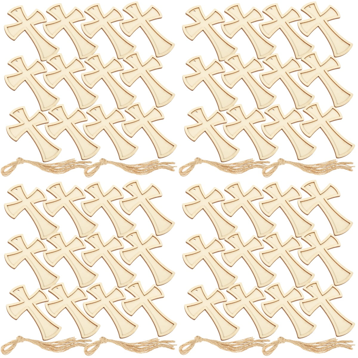 Raindrops 4 Sets Wooden Cross Shape Cutouts DIY Craft Blank Cross ...