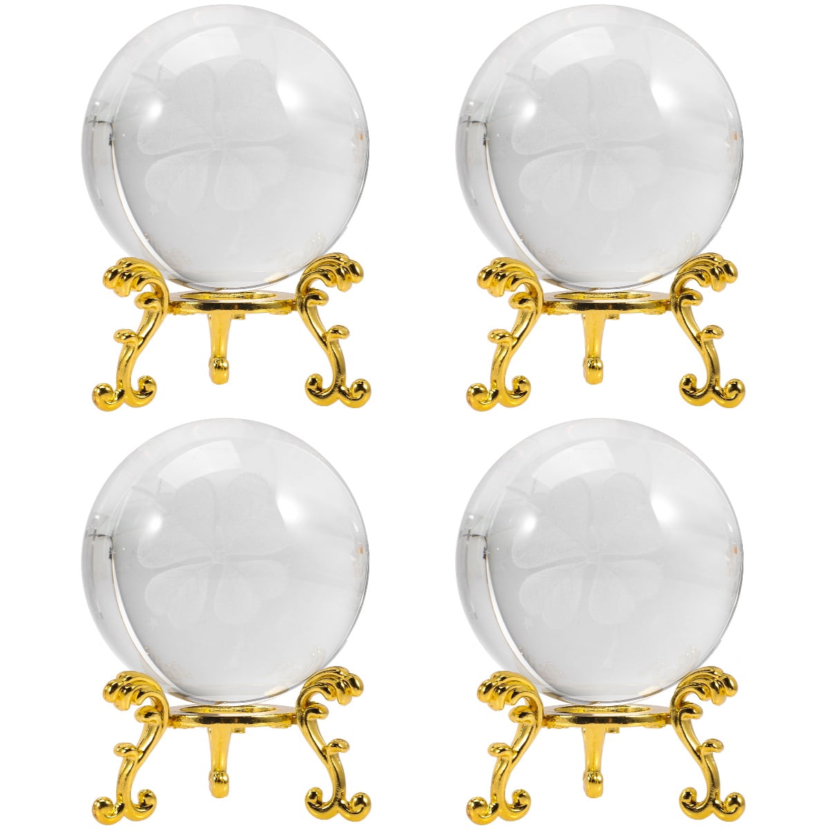 Raindrops 4 Sets of Crystal Ball Sphere with Stand Desktop Decorative ...