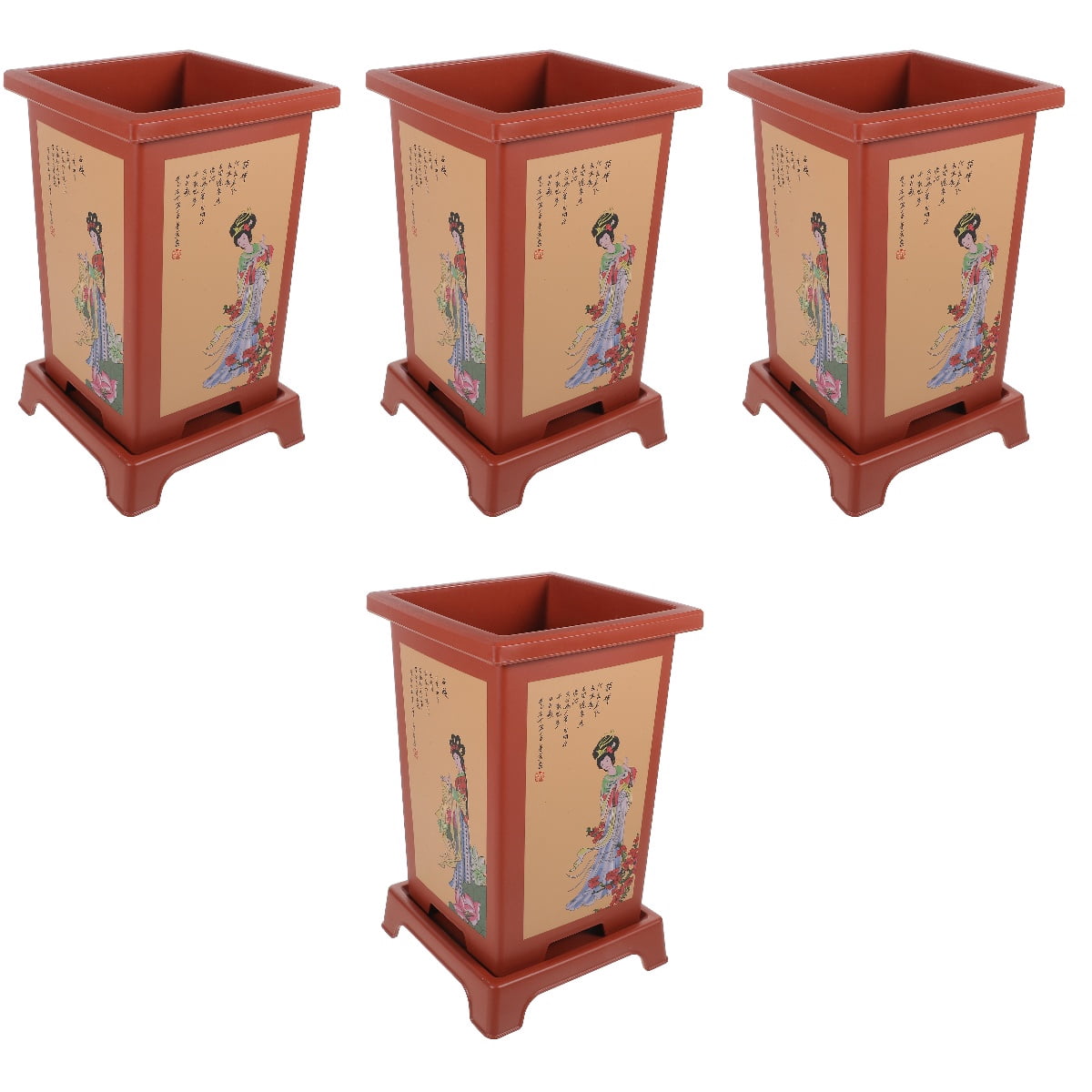 Raindrops 4 Sets of Resin Orchid Pot with Tray Indoor Flower Pots ...
