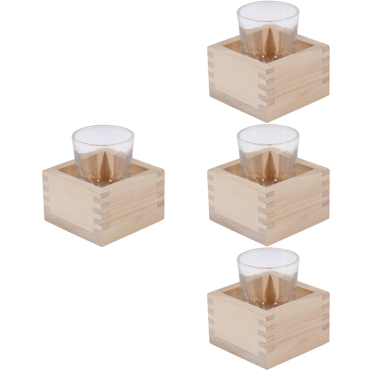 Raindrops 4 Sets of Sake Cups Japanese Glass Saki Cup with Wooden Box ...
