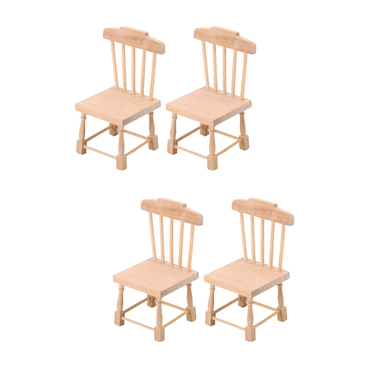 Raindrops 4 pcs Miniature Wood Chair Adornment Mini House Layout Chair ...