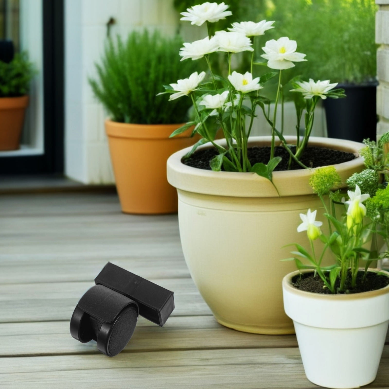 Raindrops 4 pcs Planter Box Wheels with Brackets Heavy Duty Rotatable ...