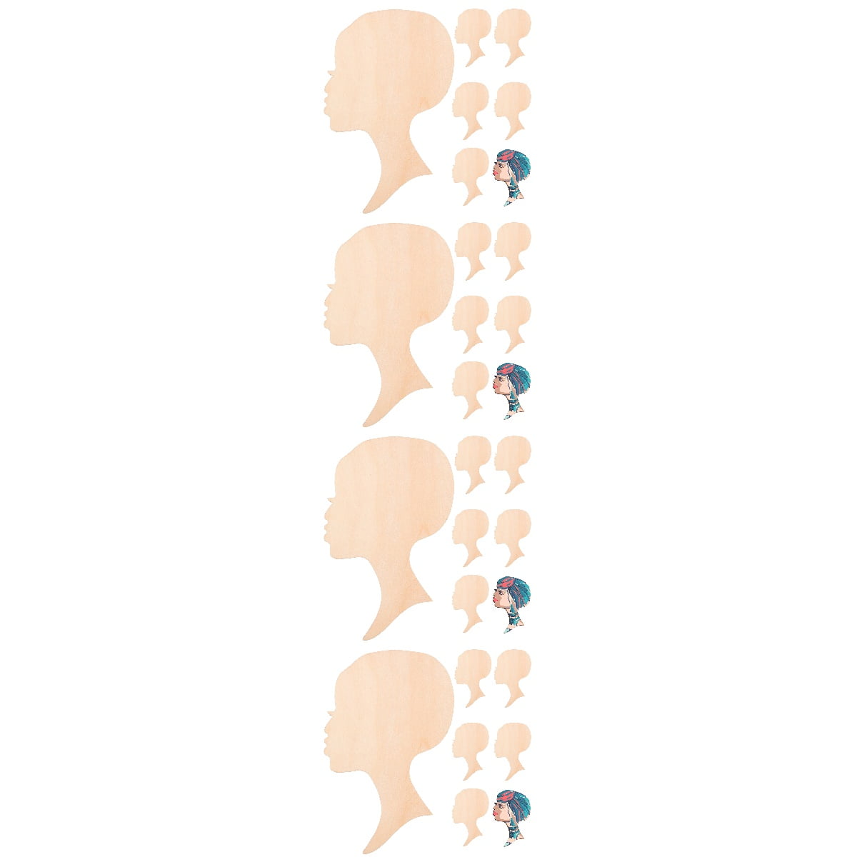 Raindrops 40 Pcs Blank African Female Head Shaped Wooden Cutouts Diy ...