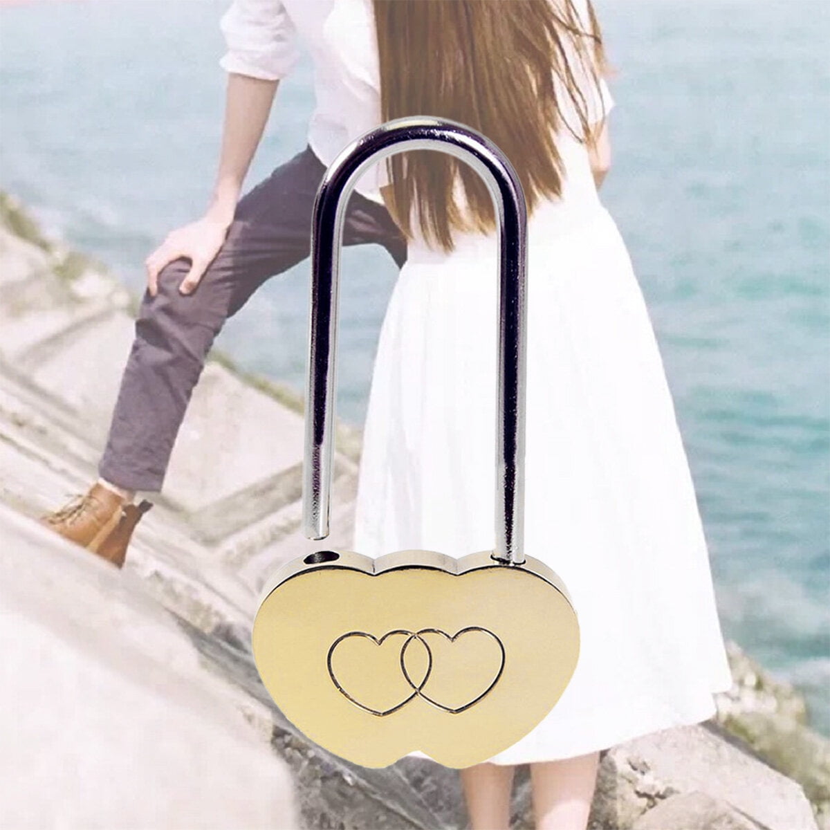 Raindrops 40mm Concentric Lock Tourist Scenic Area Wish Lock and Heart ...