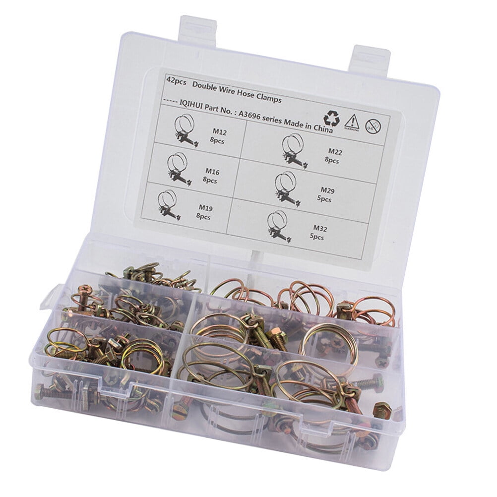 Raindrops 42 Pcs Double Wire Hoop Adjustable Hose Clamp Reel Cart Pipe ...