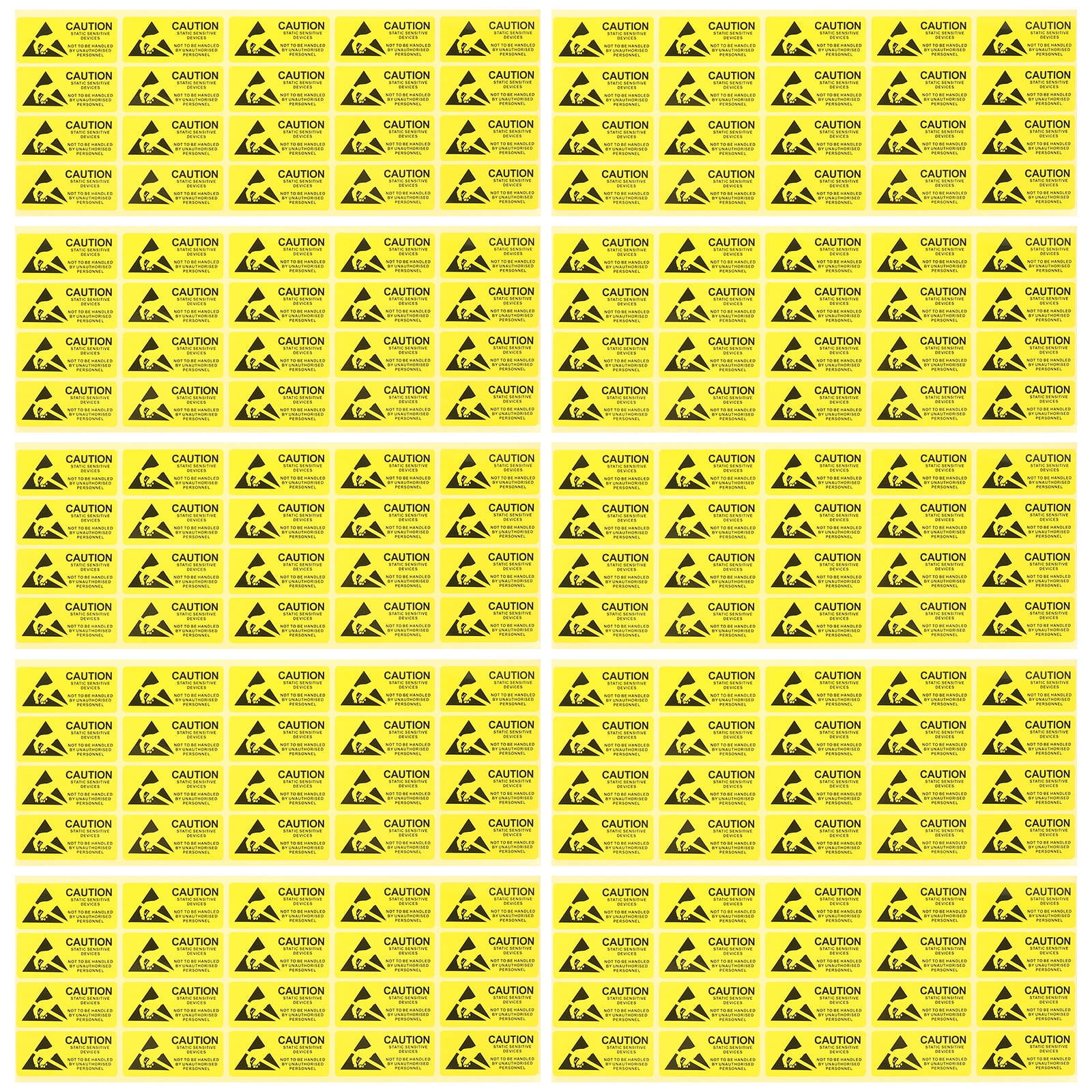 Raindrops 450Pcs Caution Static Sensitive Devices Decal Design Yellow ...