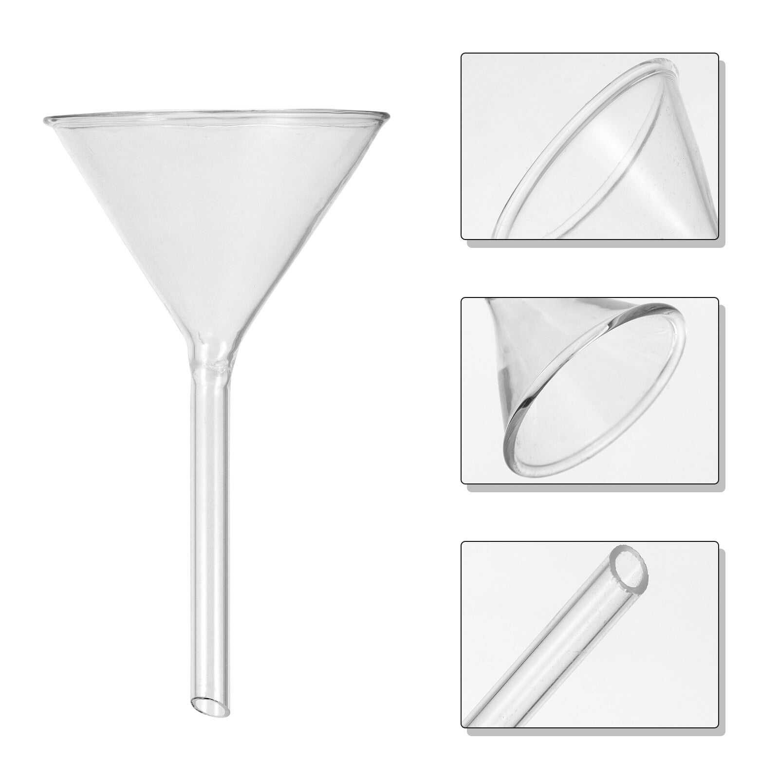 Raindrops Temperature Resistant Glass Funnel Clear for School Labs 4Pcs ...