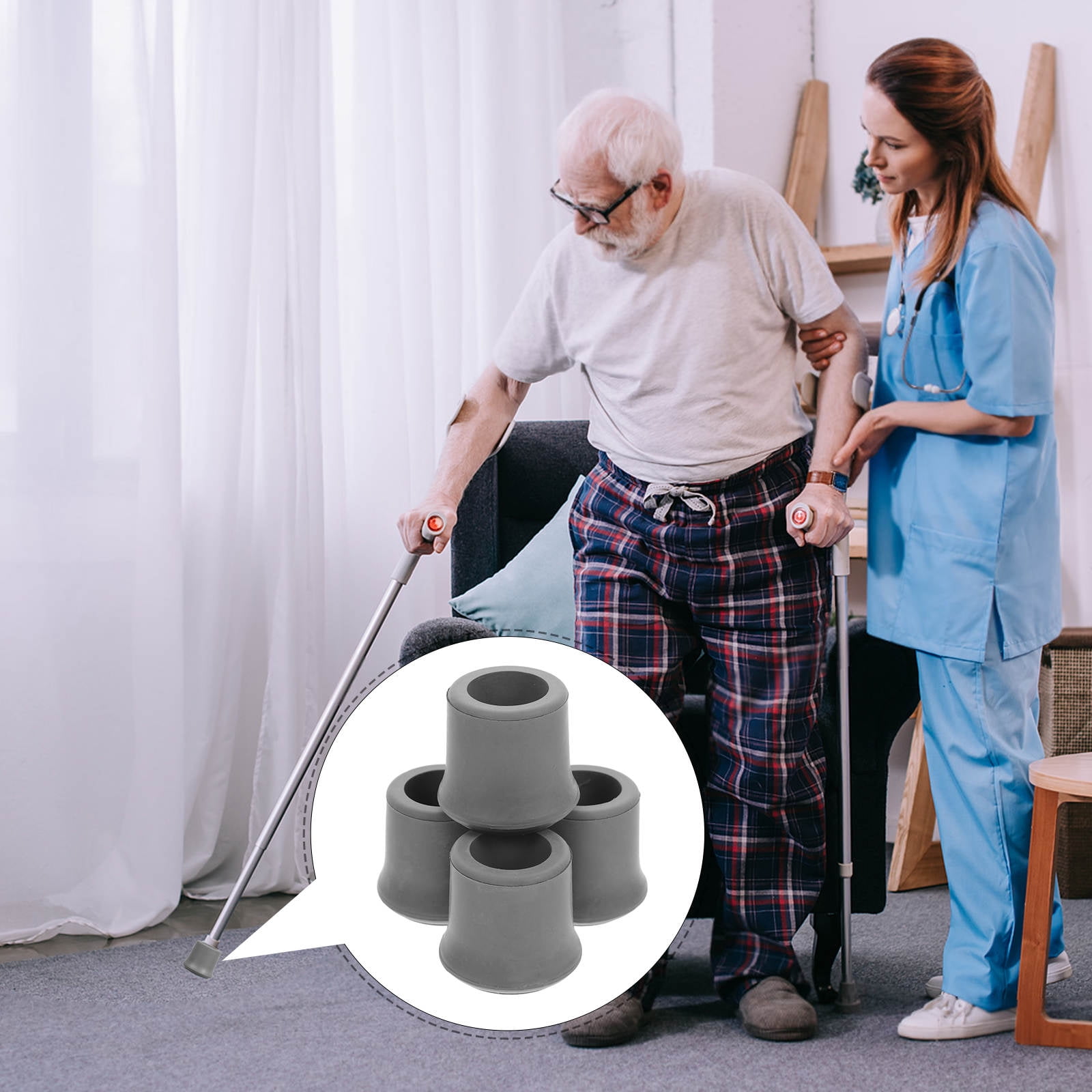 Raindrops 4Pcs Grey Rubber Tips for Walkers and Canes Stability ...