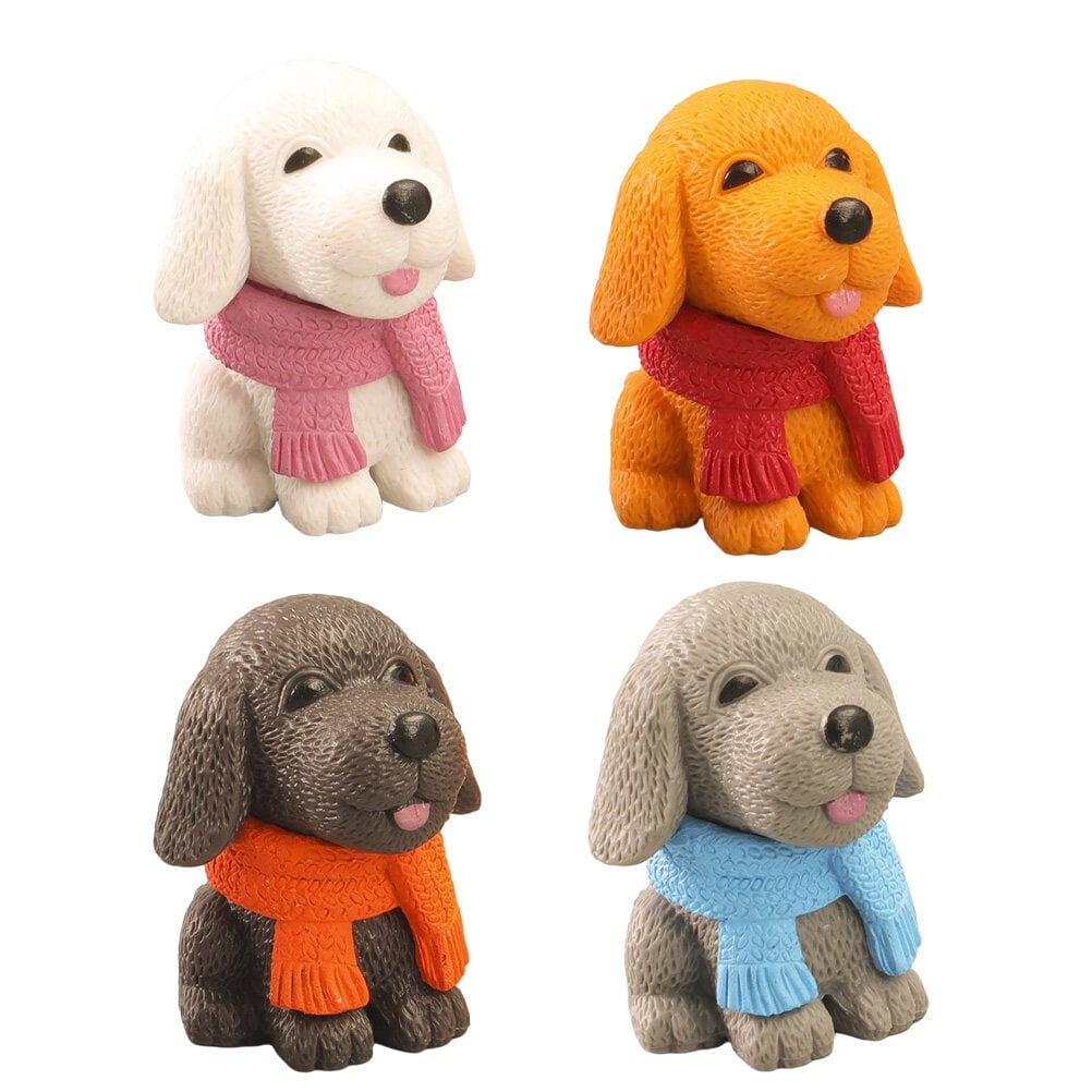 Raindrops 4Pcs Mini Dog Figurines Playset Cartoon Puppy Figurine Micro ...