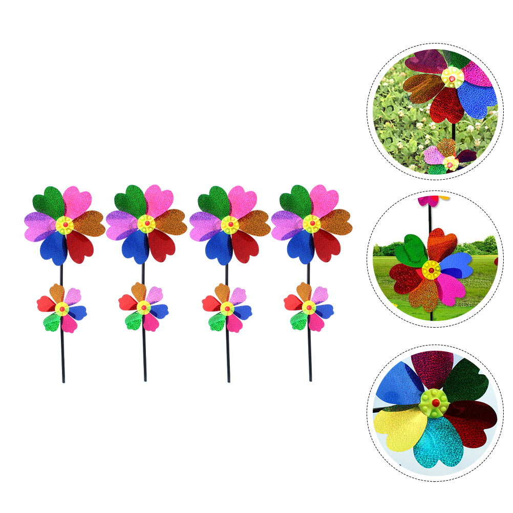 Raindrops 4Pcs Plastic Windmill Decors Sequined Pinwheel Adornment ...
