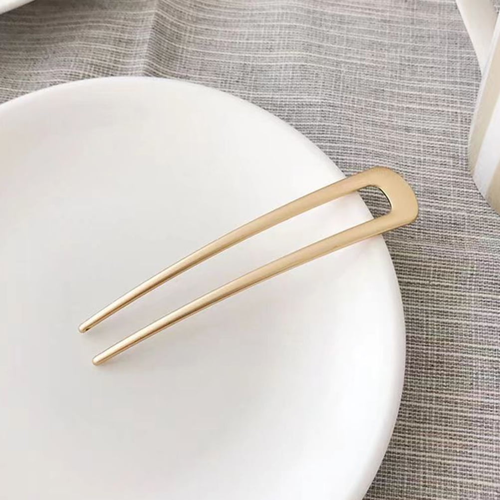 Raindrops 4Pcs U Shaped Hairpin Firm Hold Golden Alloy Decorative Hair ...